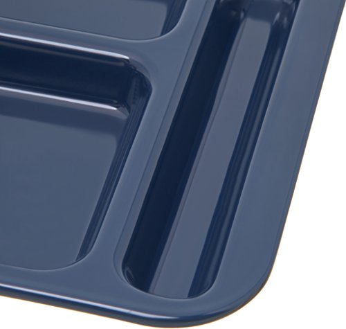 Carlisle FoodService Products Melamine Café Tray for Schools and Cafeterias, Right Hand 6-Compartment Tray, 15" x 9", Dark Blue