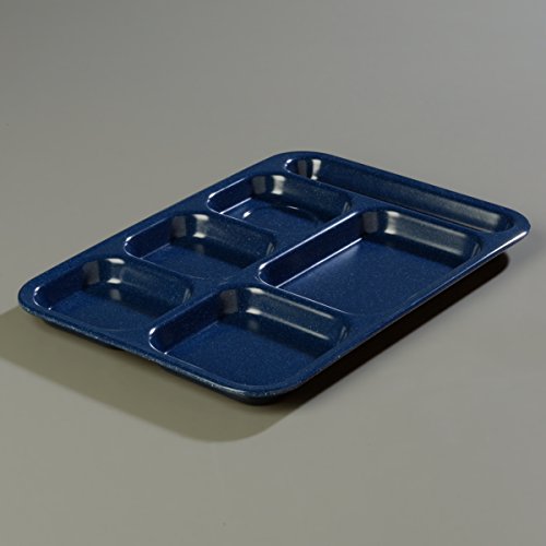 Carlisle FoodService Products Right Hand 6-Compartment Melamine Tray 14.5" x 10" - Café Blue