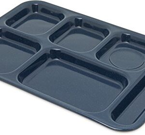 Carlisle FoodService Products Right Hand 6-Compartment Melamine Tray 14.5" x 10" - Café Blue