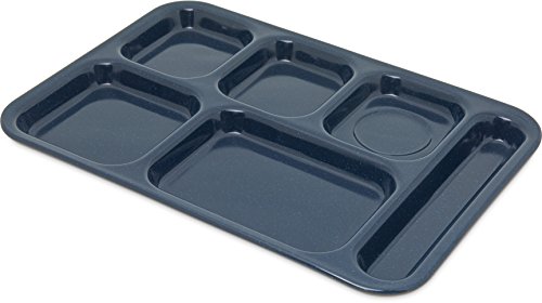 Carlisle FoodService Products Right Hand 6-Compartment Melamine Tray 14.5" x 10" - Café Blue