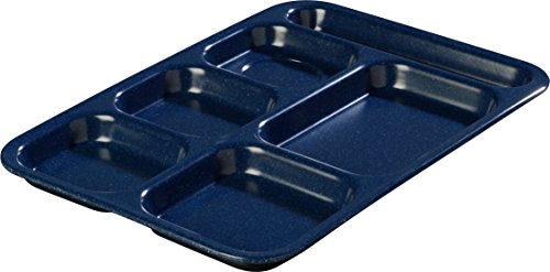 Carlisle FoodService Products Right Hand 6-Compartment Melamine Tray 14.5" x 10" - Café Blue