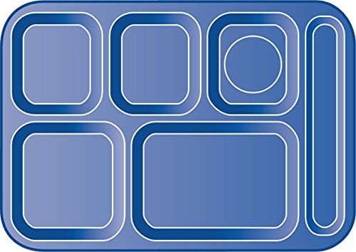 Carlisle FoodService Products Right Hand 6-Compartment Melamine Tray 14.5" x 10" - Café Blue