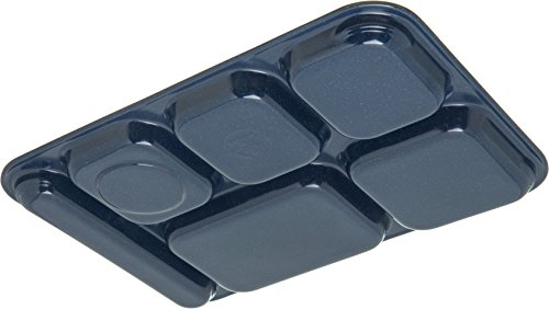 Carlisle FoodService Products Right Hand 6-Compartment Melamine Tray 14.5" x 10" - Café Blue