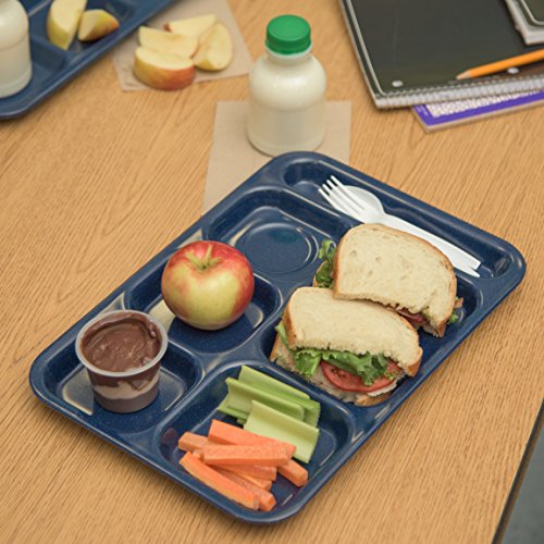 Carlisle FoodService Products Right Hand 6-Compartment Melamine Tray 14.5" x 10" - Café Blue