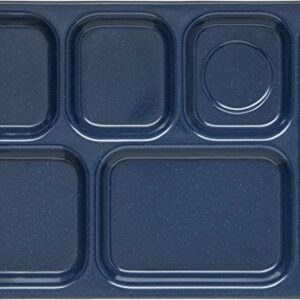 Carlisle FoodService Products Right Hand 6-Compartment Melamine Tray 14.5" x 10" - Café Blue