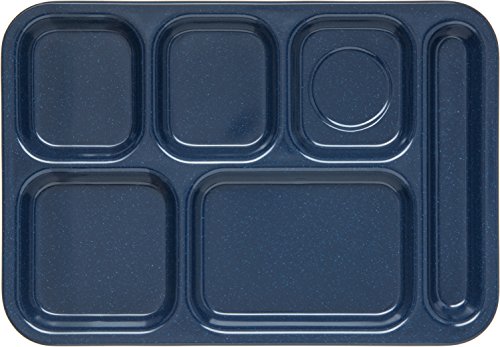 Carlisle FoodService Products Right Hand 6-Compartment Melamine Tray 14.5" x 10" - Café Blue