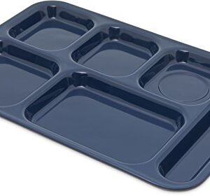 Carlisle FoodService Products Right Hand 6-Compartment Melamine Tray 14.5" x 10" - Dark Blue