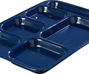 Carlisle FoodService Products Right Hand 6-Compartment Melamine Tray 14.5" x 10" - Dark Blue