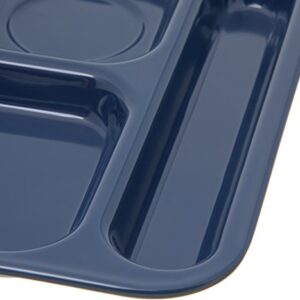 Carlisle FoodService Products Right Hand 6-Compartment Melamine Tray 14.5" x 10" - Dark Blue