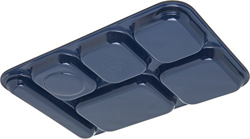 Carlisle FoodService Products Right Hand 6-Compartment Melamine Tray 14.5" x 10" - Dark Blue