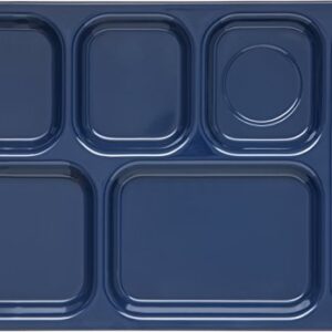 Carlisle FoodService Products Right Hand 6-Compartment Melamine Tray 14.5" x 10" - Dark Blue