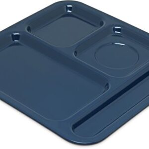 Carlisle FoodService Products Melamine Right-Hand 4-Compartment Tray, 10x9.75 Inches, Dark Blue