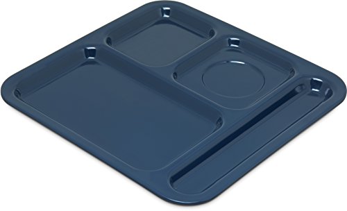 Carlisle FoodService Products Melamine Right-Hand 4-Compartment Tray, 10x9.75 Inches, Dark Blue