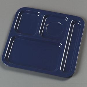 Carlisle FoodService Products Melamine Right-Hand 4-Compartment Tray, 10x9.75 Inches, Dark Blue