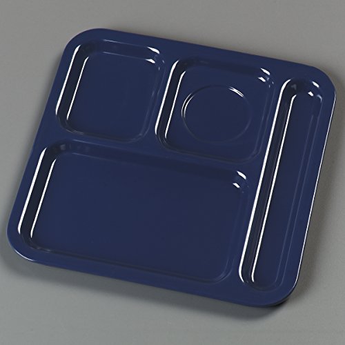 Carlisle FoodService Products Melamine Right-Hand 4-Compartment Tray, 10x9.75 Inches, Dark Blue