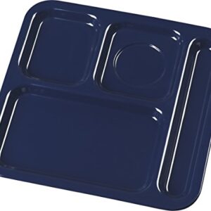 Carlisle FoodService Products Melamine Right-Hand 4-Compartment Tray, 10x9.75 Inches, Dark Blue