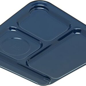 Carlisle FoodService Products Melamine Right-Hand 4-Compartment Tray, 10x9.75 Inches, Dark Blue