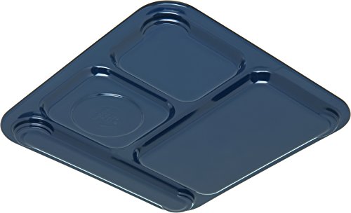 Carlisle FoodService Products Melamine Right-Hand 4-Compartment Tray, 10x9.75 Inches, Dark Blue