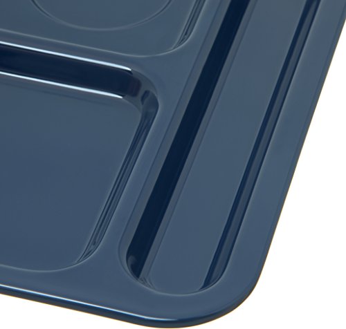 Carlisle FoodService Products Melamine Right-Hand 4-Compartment Tray, 10x9.75 Inches, Dark Blue