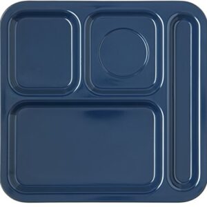 Carlisle FoodService Products Melamine Right-Hand 4-Compartment Tray, 10x9.75 Inches, Dark Blue