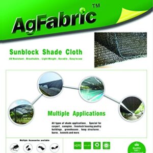 Agfabric 50% Shade Cloth Sunblock Shade Cloth Cover with Clips for Plants 6.5’ X 20’, Black