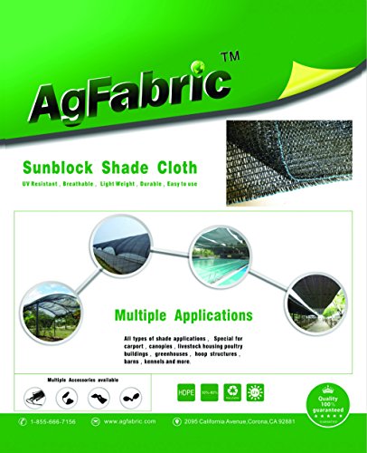 Agfabric 50% Shade Cloth Sunblock Shade Cloth Cover with Clips for Plants 6.5’ X 20’, Black