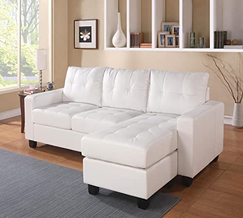 ACME FURNITURE Lyssa Sectional Sofa w/Ottoman - 51210 - White Bonded Leather Match