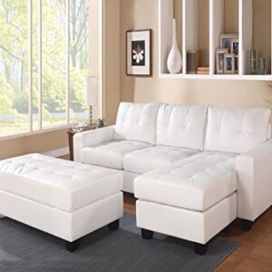 ACME FURNITURE Lyssa Sectional Sofa w/Ottoman - 51210 - White Bonded Leather Match