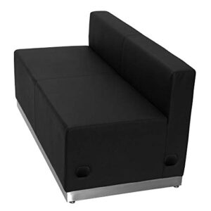 flash furniture hercules alon series black leathersoft loveseat with brushed stainless steel base