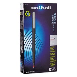 uni-ball 60152 roller ball stick dye-based pen red ink micro dozen