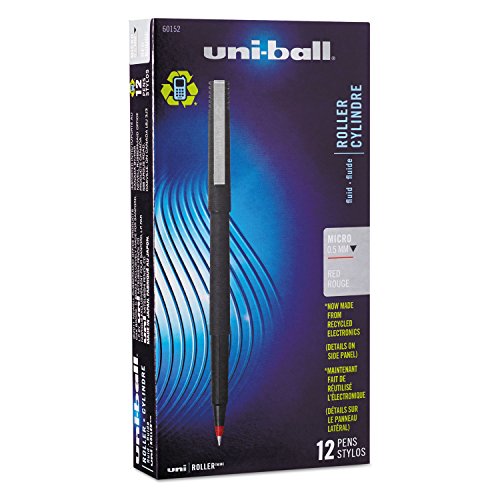 uni-ball 60152 Roller Ball Stick Dye-Based Pen Red Ink Micro Dozen