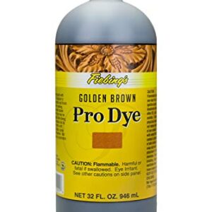 Fiebing's Pro Dye Golden Brown 32 Oz - Permanent Penetrating Professional Oil Dye for Dyeing Leather