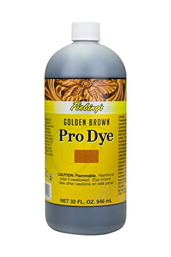 Fiebing's Pro Dye Golden Brown 32 Oz - Permanent Penetrating Professional Oil Dye for Dyeing Leather