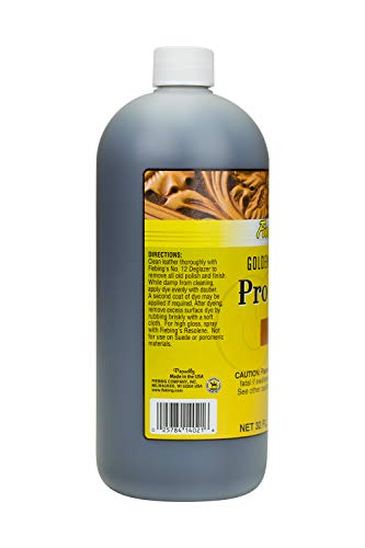 Fiebing's Pro Dye Golden Brown 32 Oz - Permanent Penetrating Professional Oil Dye for Dyeing Leather