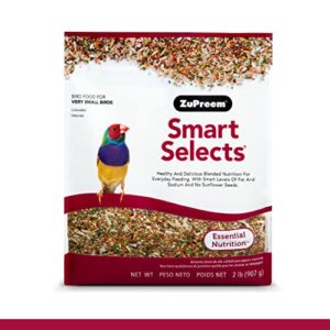 zupreem smart selects bird food for very small birds, 2 lb - everyday feeding for canaries, finches