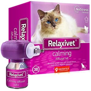 cat calming diffuser & pet anti anxiety products - feline calm pheromones plug in & cats stress relief comfort helps with pee, new zone, aggression & other behavior (1 pack (1 diffiser + 1 refill))