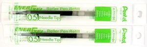 2 pk pentel lrn5-d energel refills, 0.5 mm fine needle tip, green