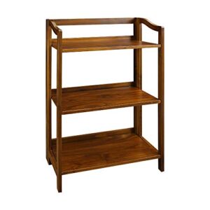 casual home stratford 3-shelf folding bookcase-warm brown