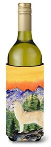 caroline's treasures ss8285literk siberian husky wine bottle hugger bottle cooler sleeve hugger machine washable collapsible insulator beverage insulated holder