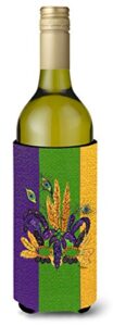 caroline's treasures 8364literk mardi gras feathered mask wine bottle hugger bottle cooler sleeve hugger machine washable collapsible insulator beverage insulated holder