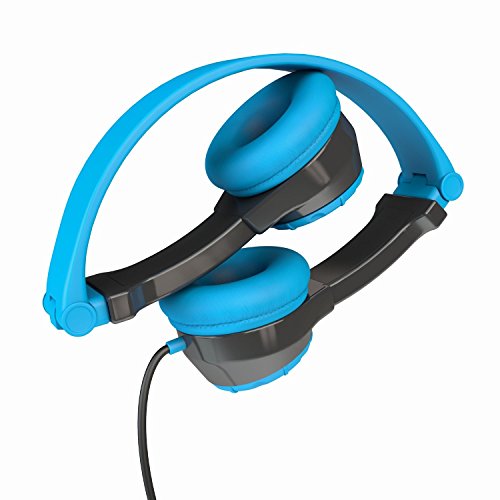 JLAB JBuddies Folding Kids Wired Headphones | Toddler Headphones | Noise Isolation | Kids Safe | Volume Limiting Headphones | Headphones for Children | Gray/Blue