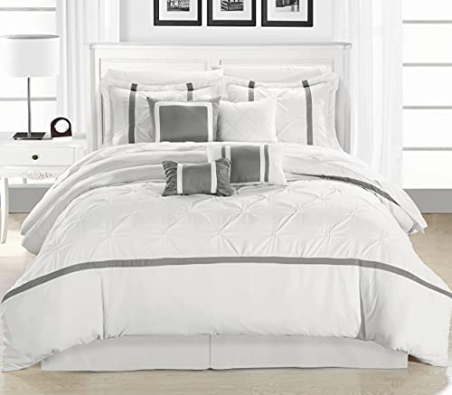 Chic Home 8 Piece Vermont Comforter Set, King, White