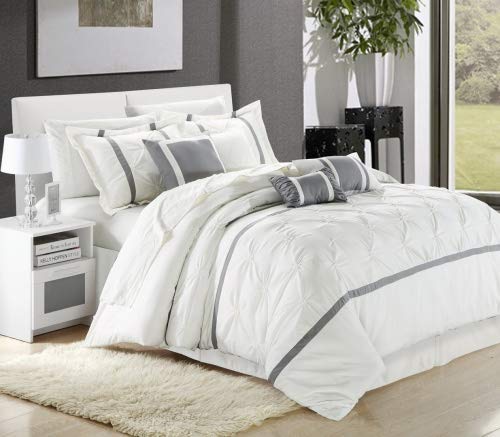 Chic Home 8 Piece Vermont Comforter Set, King, White