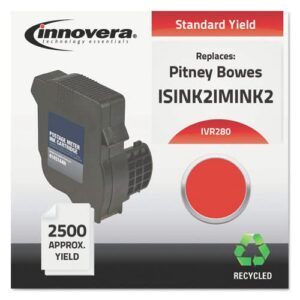 innovera ivr280 2500 page-yield, replacement for neopost im-280 (isink2imink2), remanufactured postage meter ink - red