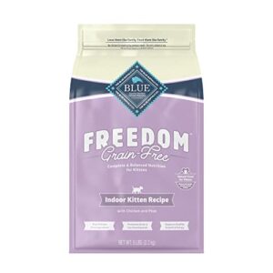 blue buffalo freedom grain free natural indoor kitten dry cat food, chicken 5-lb