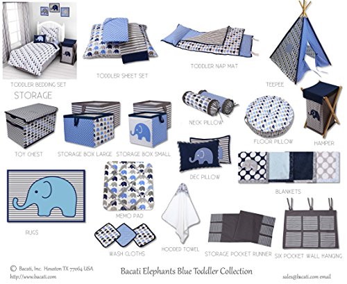 Bacati - Elephants Blue/Grey Dec Pillow