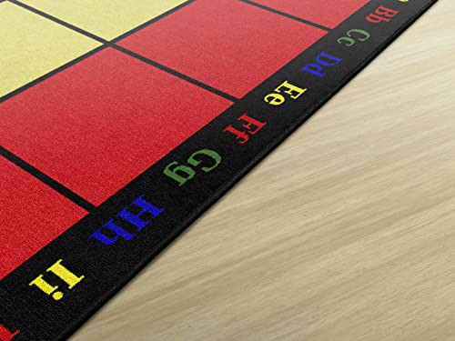 Flagship Carpets Learning Grid Colorful Numbers and Letters Kids Seating Area Rug for Classroom, Play Area Mat, Home Learning or Kids Room Carpet, 5'10" x 8'4", Seats 24