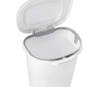 Rubbermaid Touch Top Lid Trash Can for Home, Kitchen, and Bathroom Garbage, 13 Gallon Garbage Can, Waste Basket, White