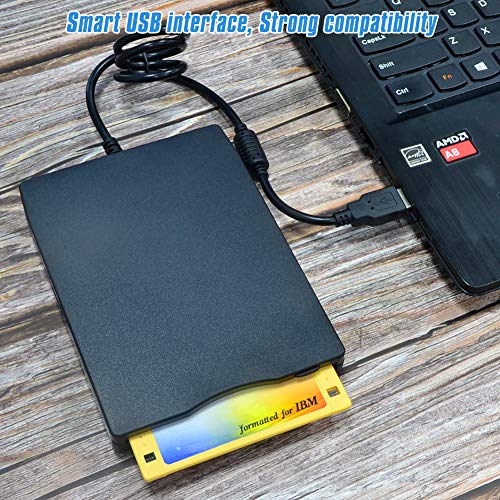 Nice2MiTu 3.5" USB External Floppy Disk Drive Portable 1.44 MB FDD USB Drive Plug and Play for PC Windows 10 7 8 XP Vista Mac Black (1P)