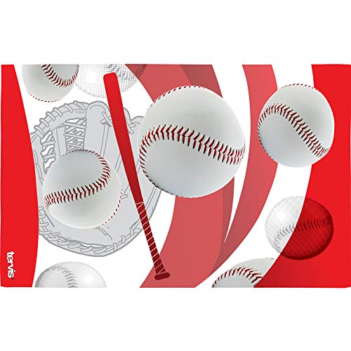 Tervis Baseballs Red & Mitt Background Tumbler with Wrap and White Lid 16oz, Clear